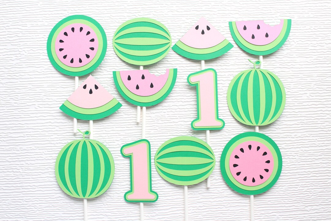 ANY AGE Watermelon Cupcake Toppers, One in a Melon Birthday, 1st ...