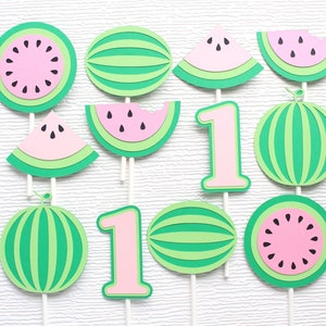 ANY AGE Watermelon Cupcake Toppers, One in a Melon Birthday, Watermelon ...