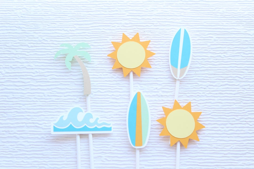 Surfboard Cupcake Toppers, Hawaiian Theme Party - Etsy