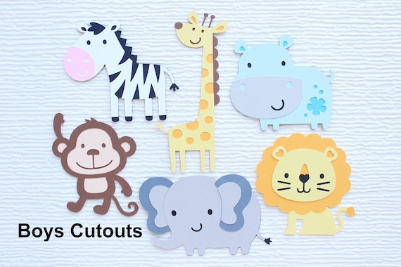 6 Jungle Safari Zoo Animal Cutouts Baby Shower Birthday | Etsy