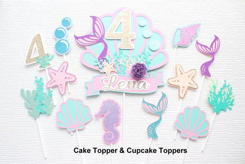 ANY AGE Personalized Mermaid Cake Topper, Under the Sea Party ...