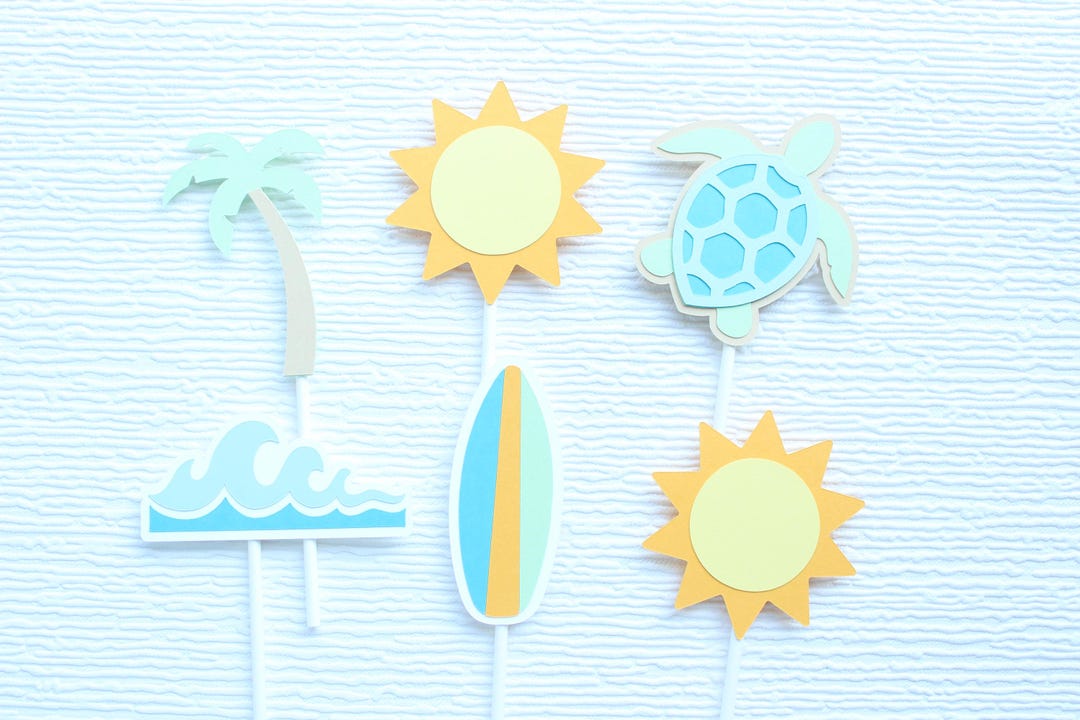 Surfboard Cupcake Toppers, Hawaiian Theme Party - Etsy
