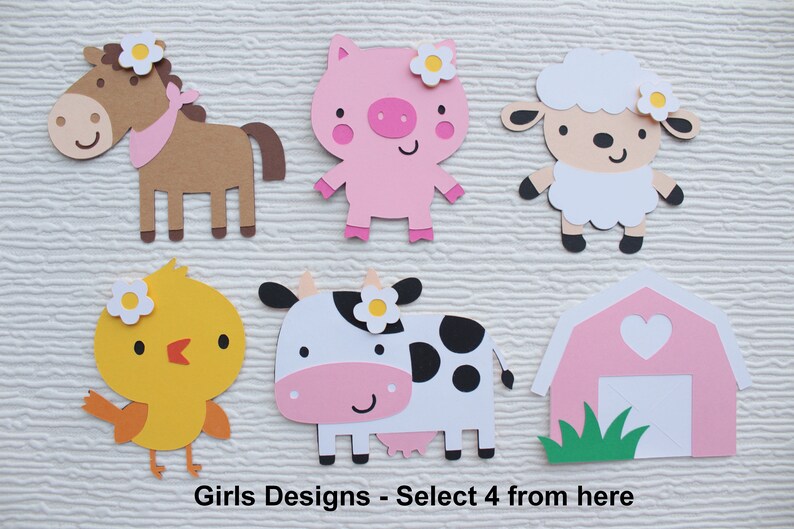 Set of 4 Farm Animal Cutouts, Farm Animals Birthday Decorations - Etsy