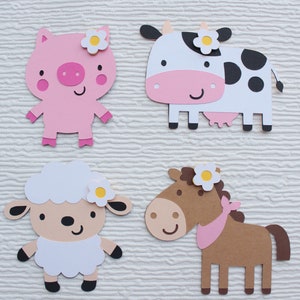 Set of 4 Farm Animal Cutouts, Farm Animals Birthday Decorations - Etsy