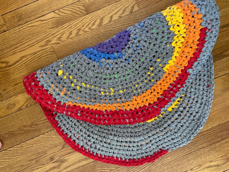 Cotton Rainbow Oval Rag Rug Handmade With Recycled Linens. - Etsy