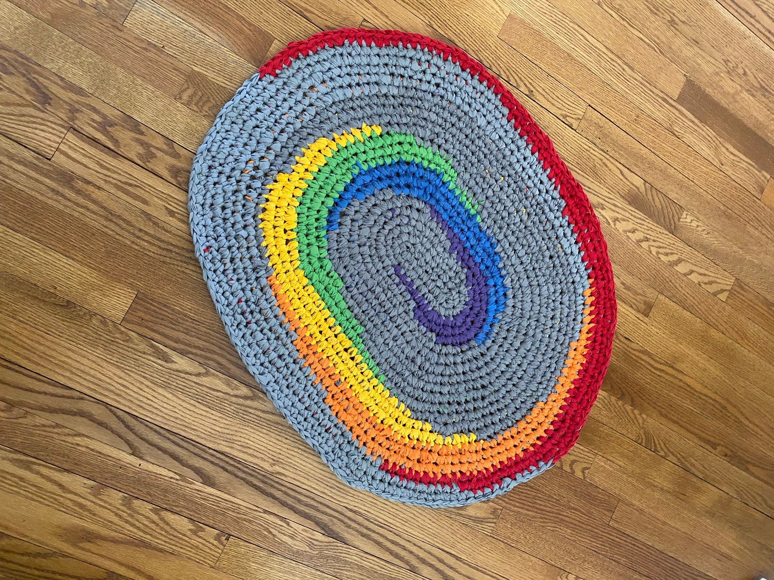 Cotton Rainbow Oval Rag Rug Handmade With Recycled Linens. | Etsy