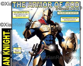 The Armor of God 4 the Christian Knight Ephesians 6 11x14 Digital Art ...
