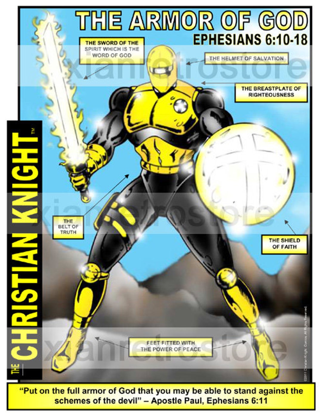 The Christian Knight - the Armor of God - Ephesians 6 - 11x14 Poster ...