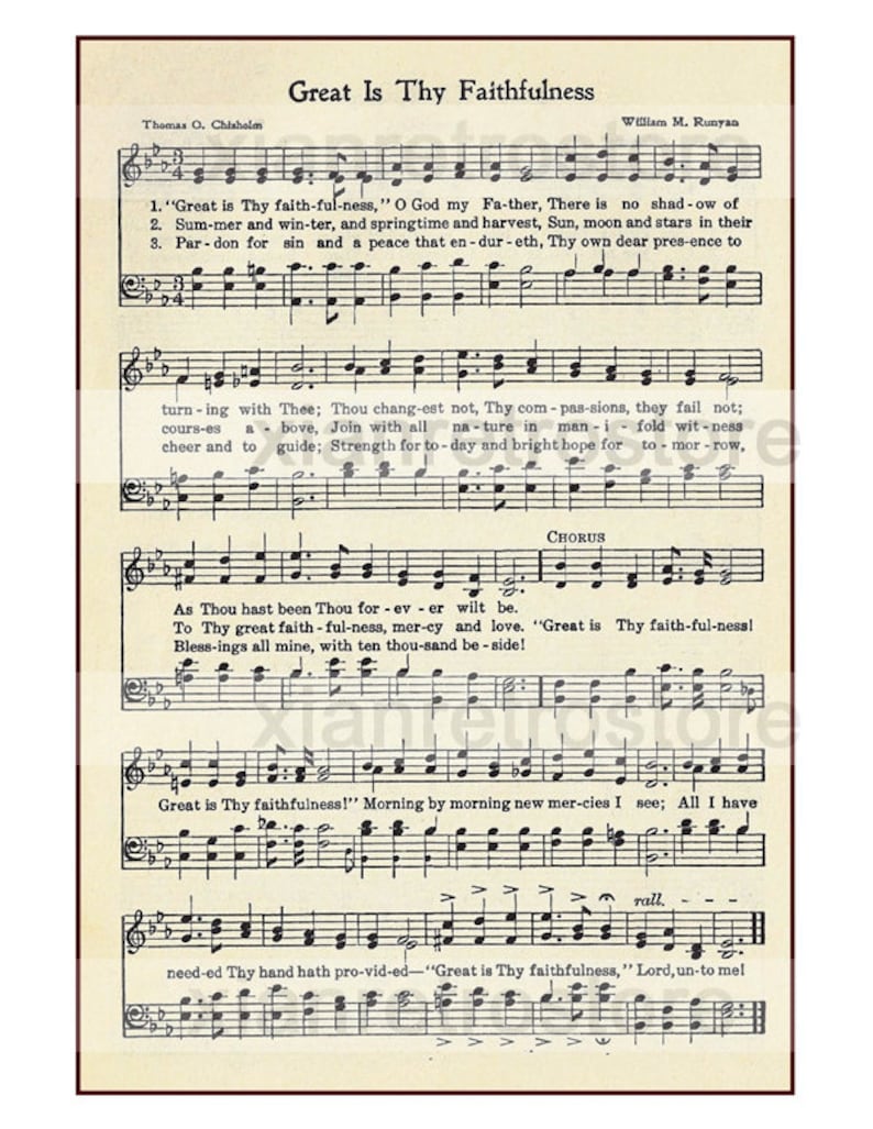 Great is Thy Faithfulness - Christian Hymn - Digital Download ...