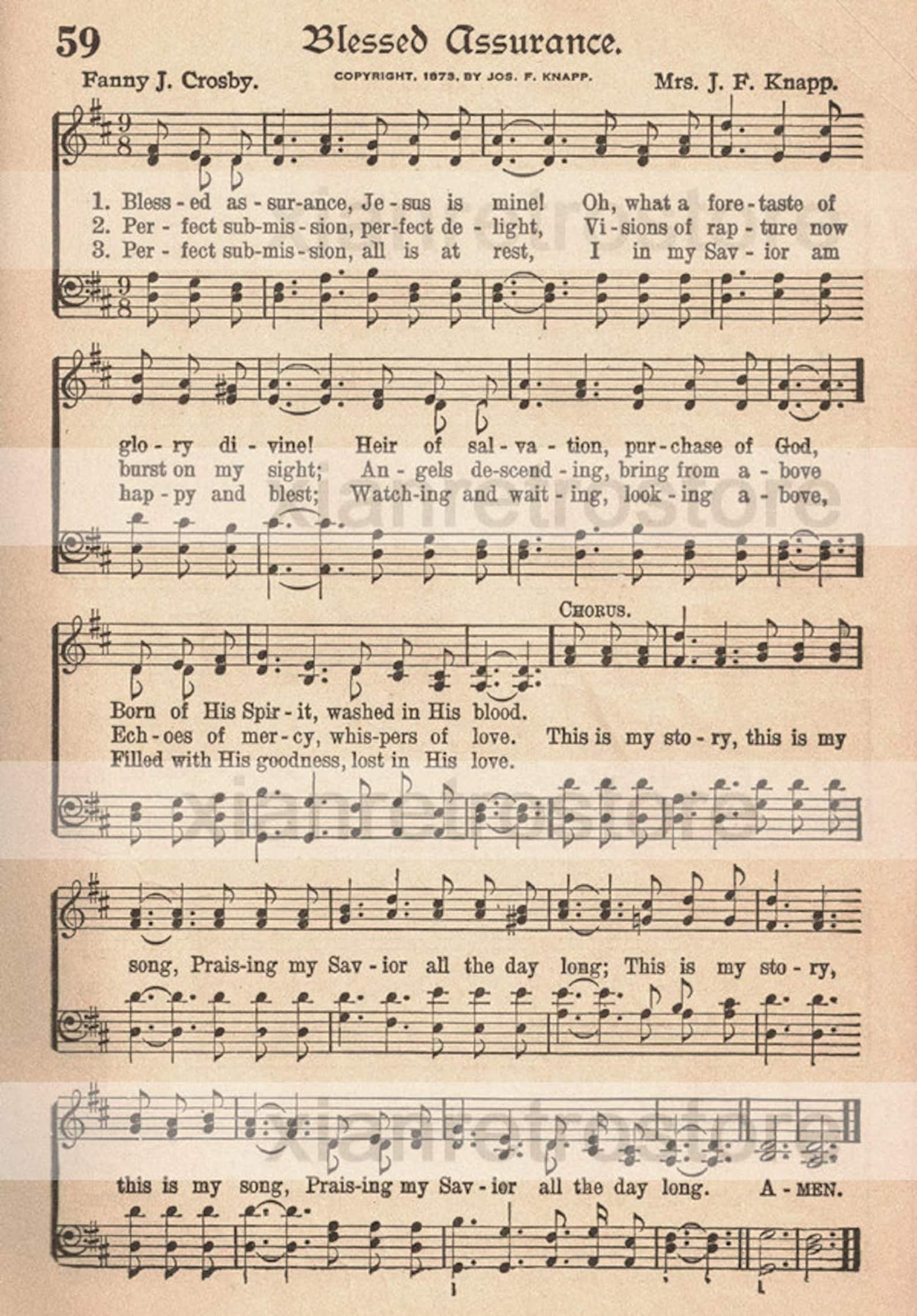 Blessed Assurance - Christian Hymn - Digital Download - Devotional ...