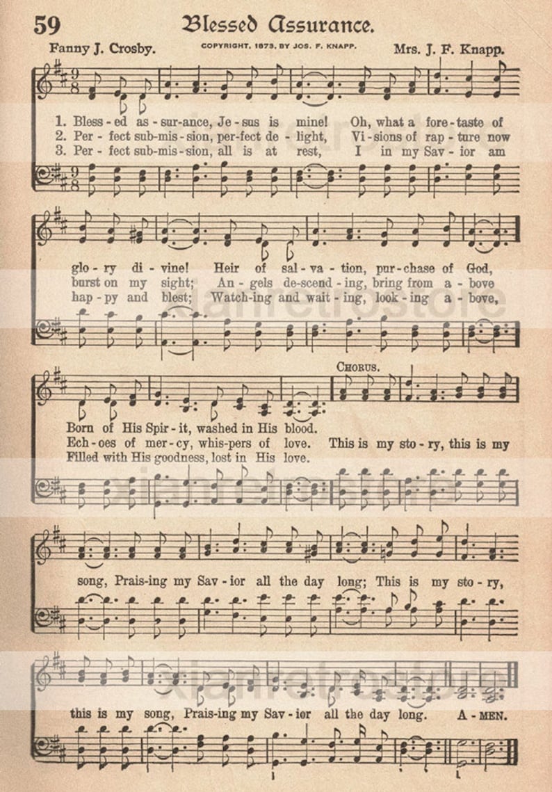 Blessed Assurance - Christian Hymn - Digital Download - Devotional ...