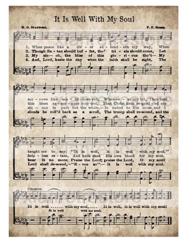 It is Well With My Soul - Christian Hymn - Digital Download - Devotional Inspirational Quote ...