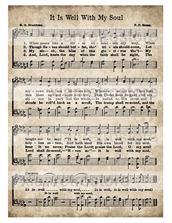 It is Well With My Soul - Christian Hymn - Digital Download - Devotional Inspirational Quote ...