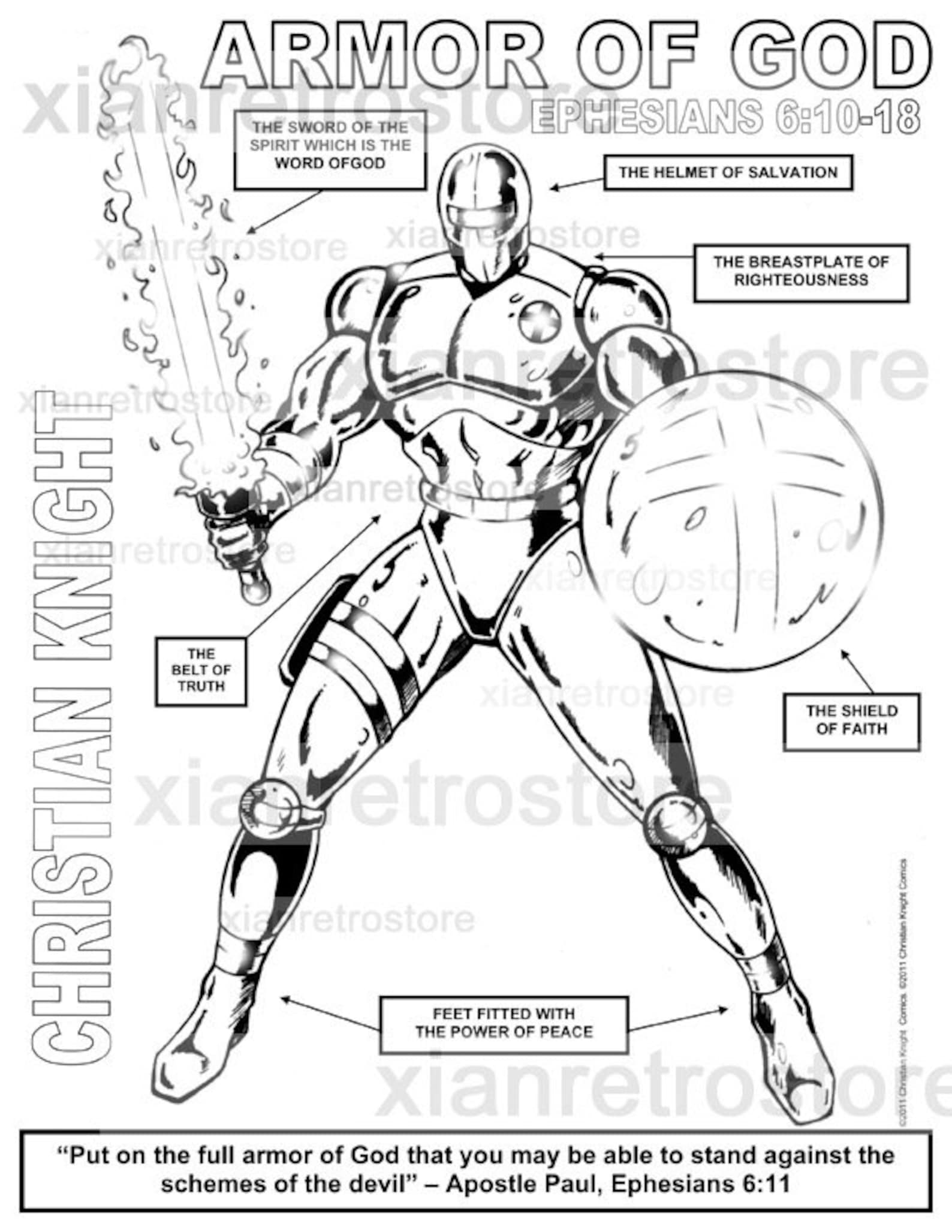 The Christian Knight - the Armor of God - Printable Coloring Page ...