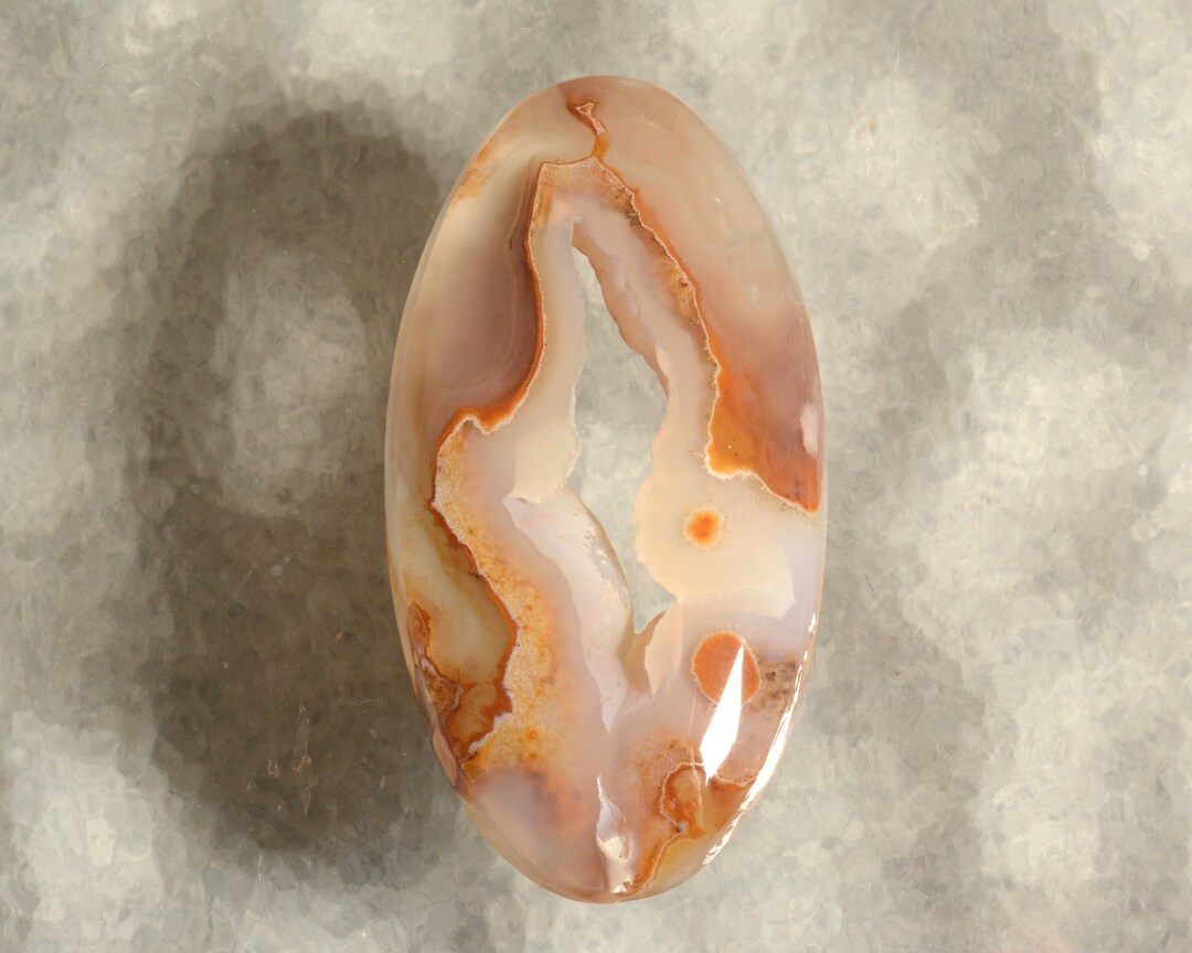 Tube Agate Hand Cut Long Oval Designer Cabochon Light Tan in Color With ...