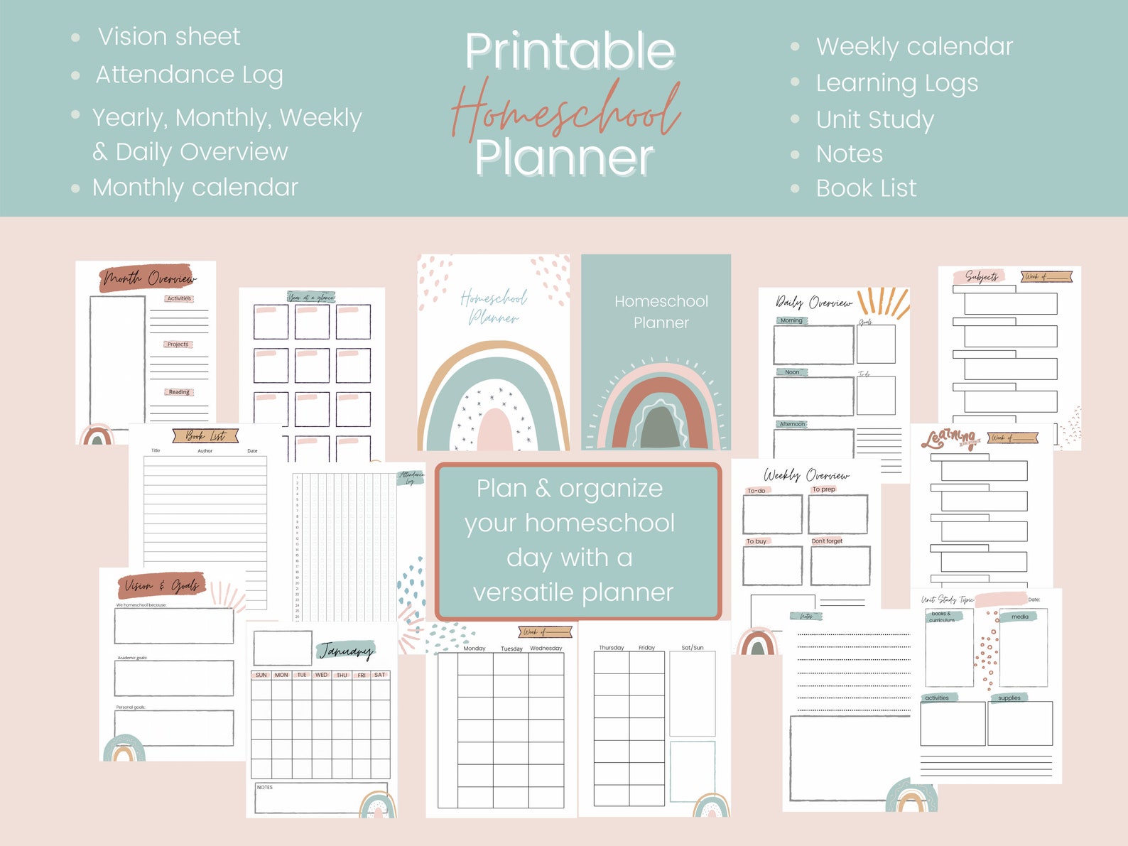 Homeschool Planner Printable - Boho - Etsy
