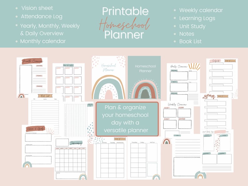 Homeschool Planner Printable - Boho - Etsy