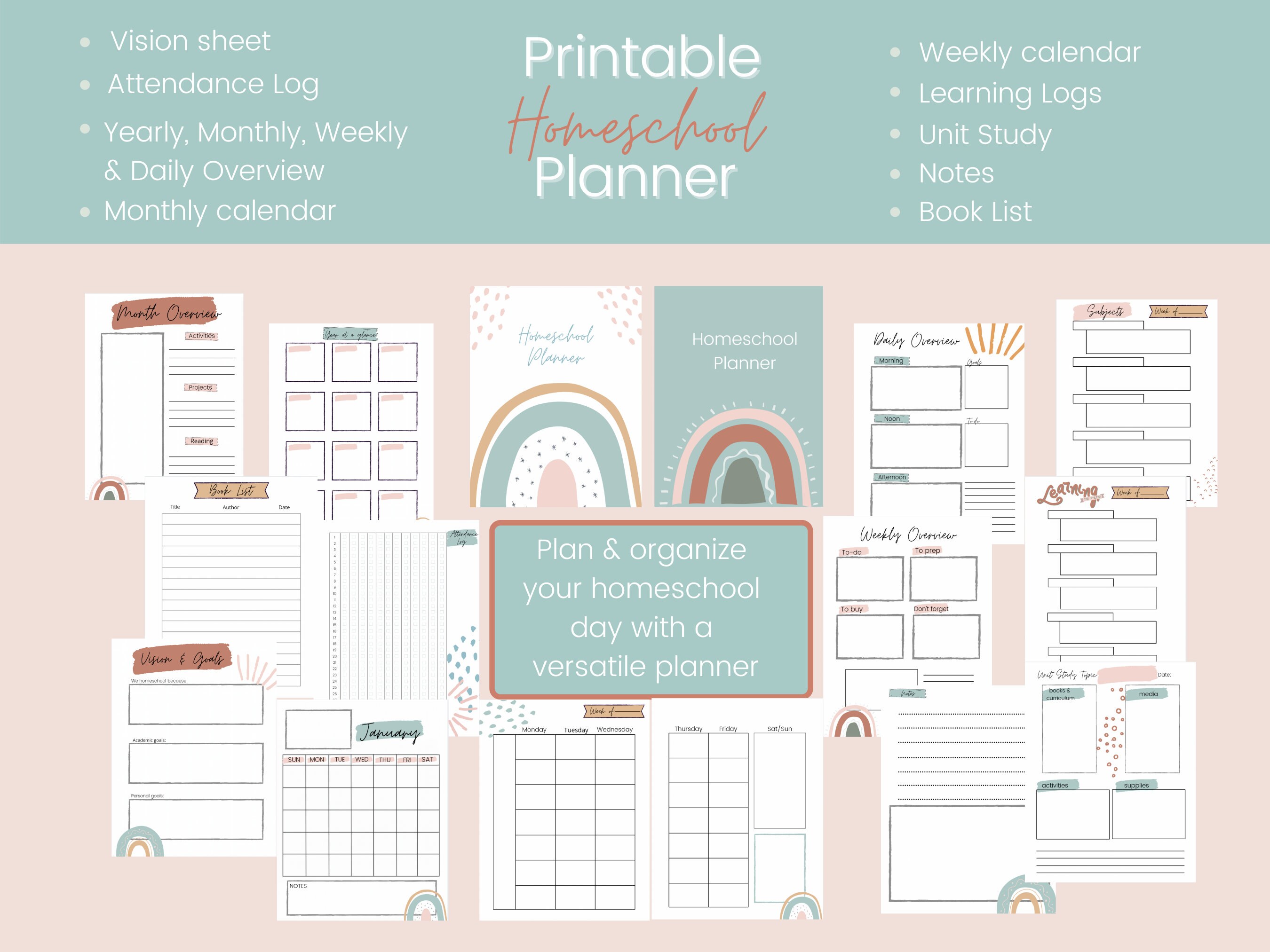 Homeschool Planner Printable - Boho - Etsy