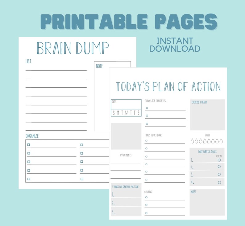 Brain Dump Planner Printable, Plan of Action - Etsy