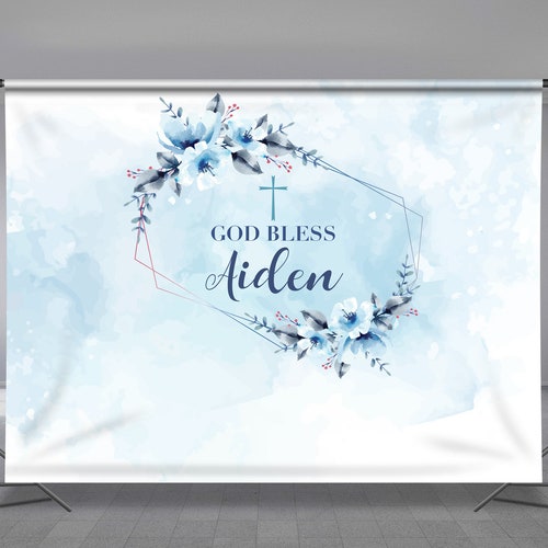 Blue Ombre God Bless Banner Baptism Banner Christening - Etsy