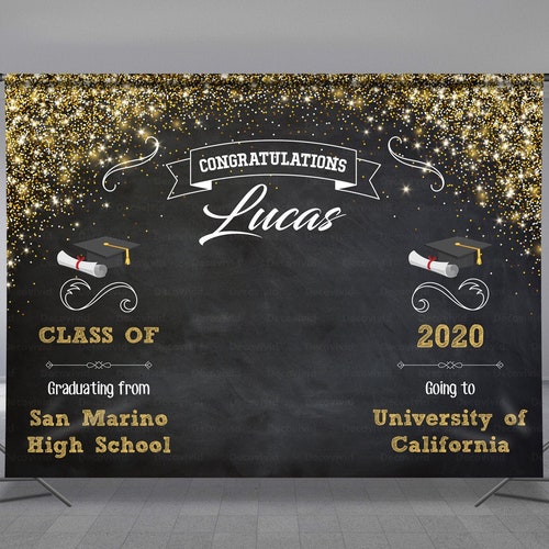Glitter Graduation Party Backdrop Photo Booth Chalkboard - Etsy