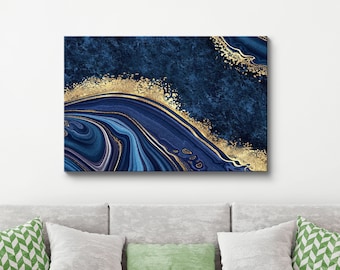 Blue Gold Wall Decor | Etsy