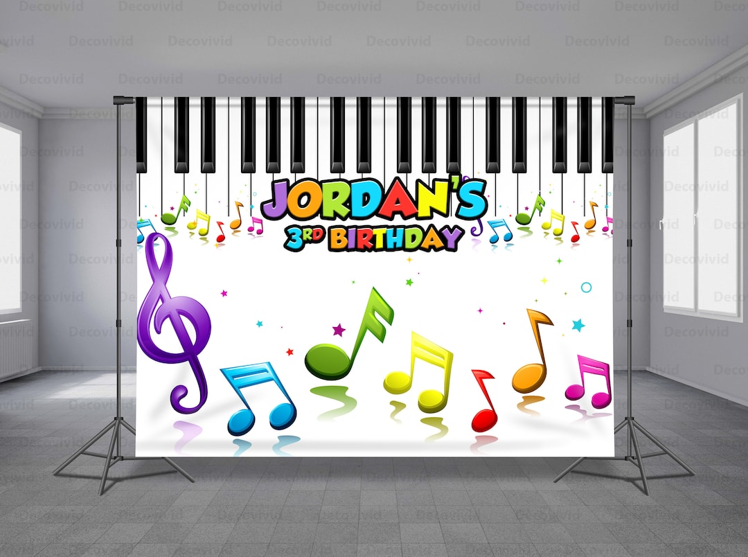 Music Kids Birthday Backdrop, Color Musical Background, Music School ...