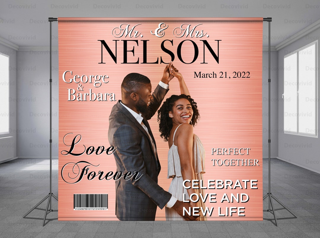 Wedding Magazine Cover Birthday Backdrop, Anniversary, Love Couple ...