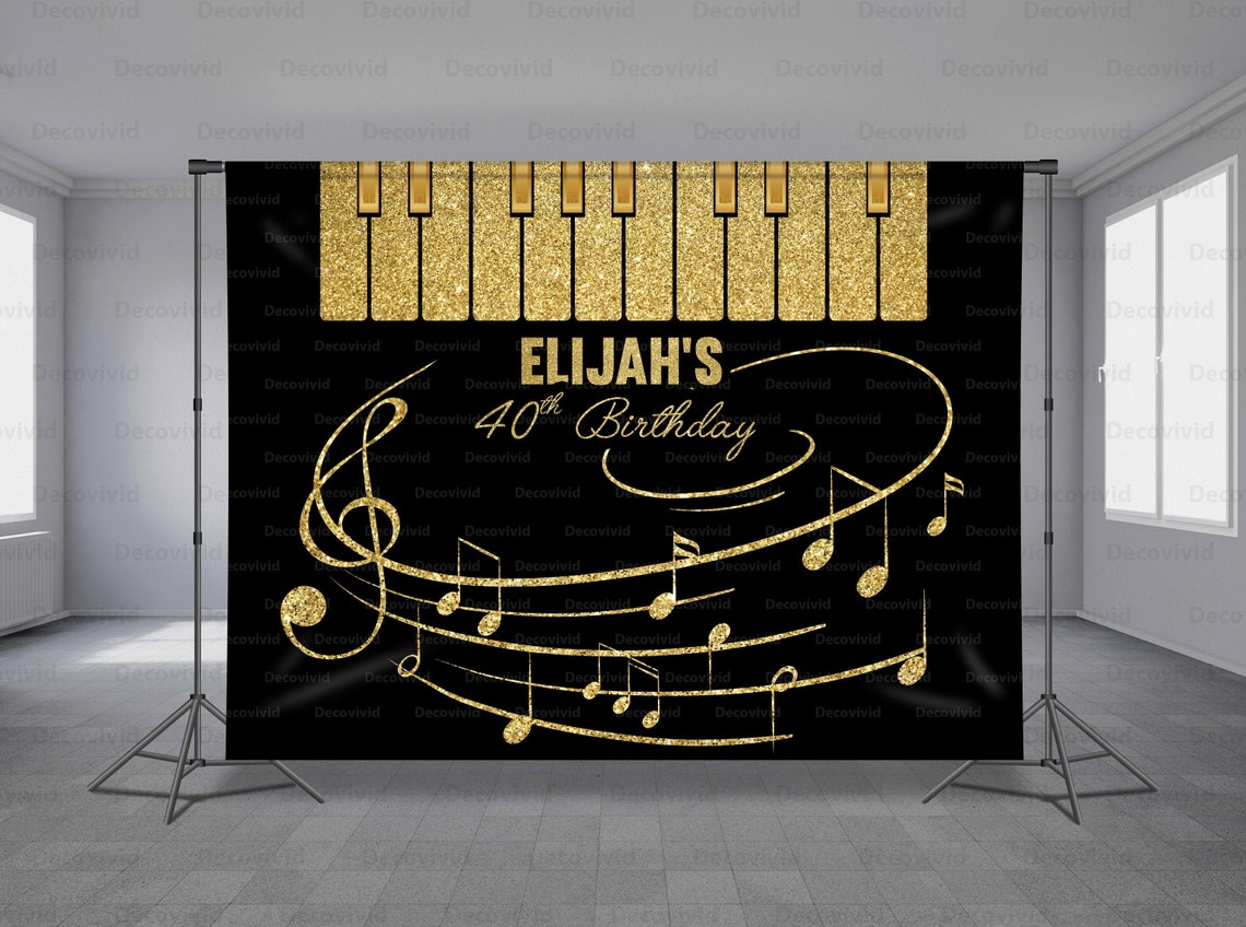 Music Birthday Backdrop Piano Note Background Event Music | Etsy