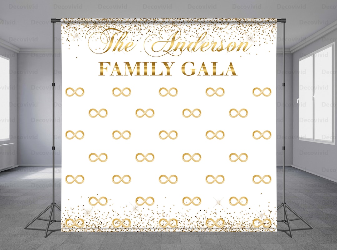 Family Gala, Backdrop, Golden Infinity Theme, Family Reunion, Add Photo ...