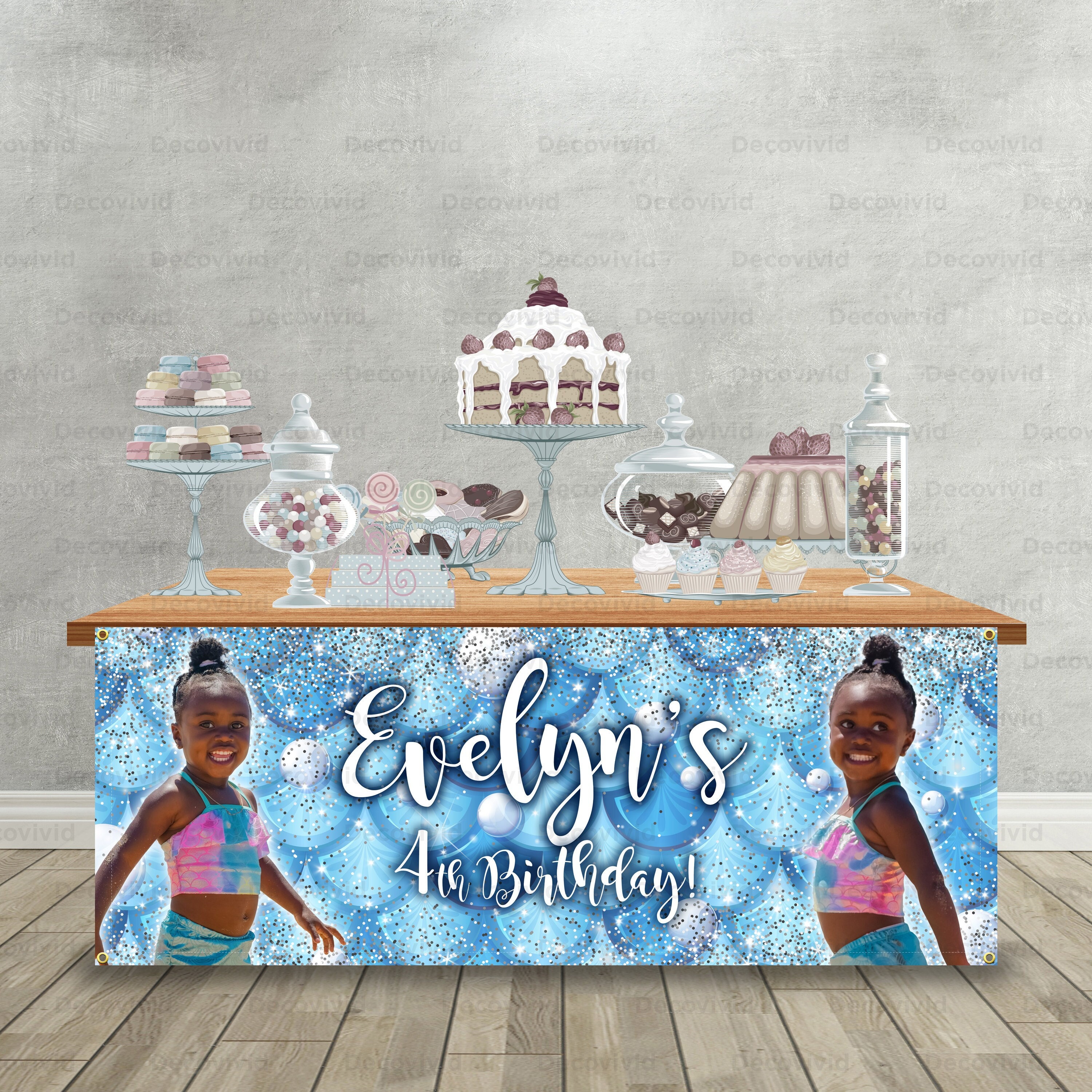 Birthday Table Front Banner Custom Photo Personalized Step - Etsy