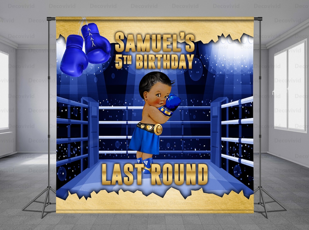 Kids Boxing Birthday Backdrop, Sport Design, Boxing Ring, Boxing Gloves ...