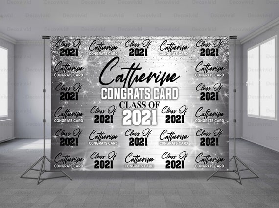 Graduation Backdrop Silver Metal Background Add Personal - Etsy