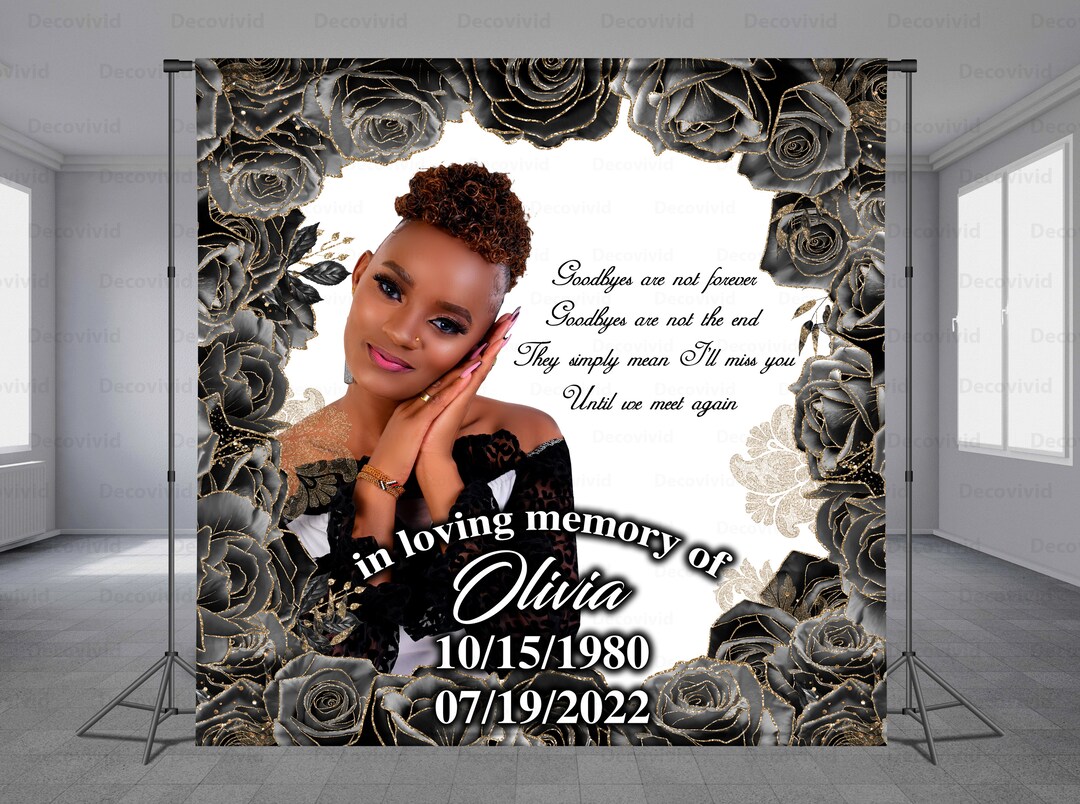 Heavenly Memorial Backdrop Banner, Funeral Background, Black and White ...