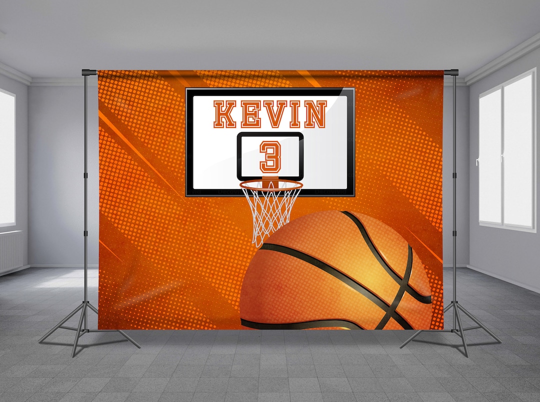 Basketball Hoop Birthday Backdrop, Editable Background, Sport Field ...