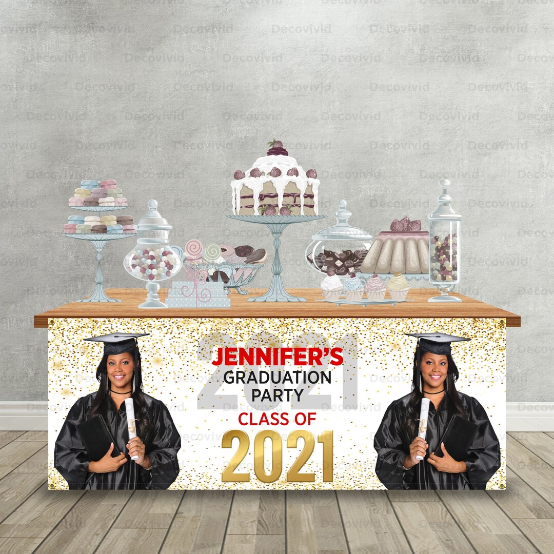 Graduation Table Front Banner, Custom Photo, Grad Table Front Banner ...