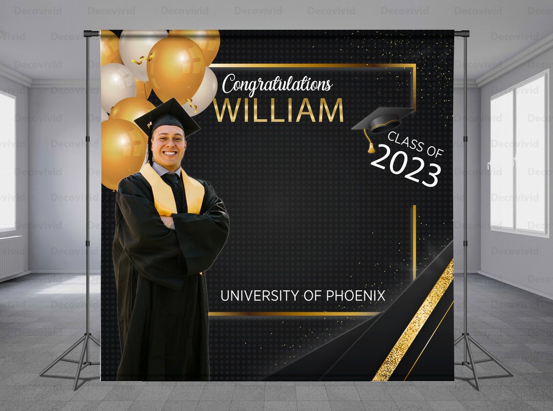Graduation Step and Repeat Party Backdrop, Class of 2023, Black ...