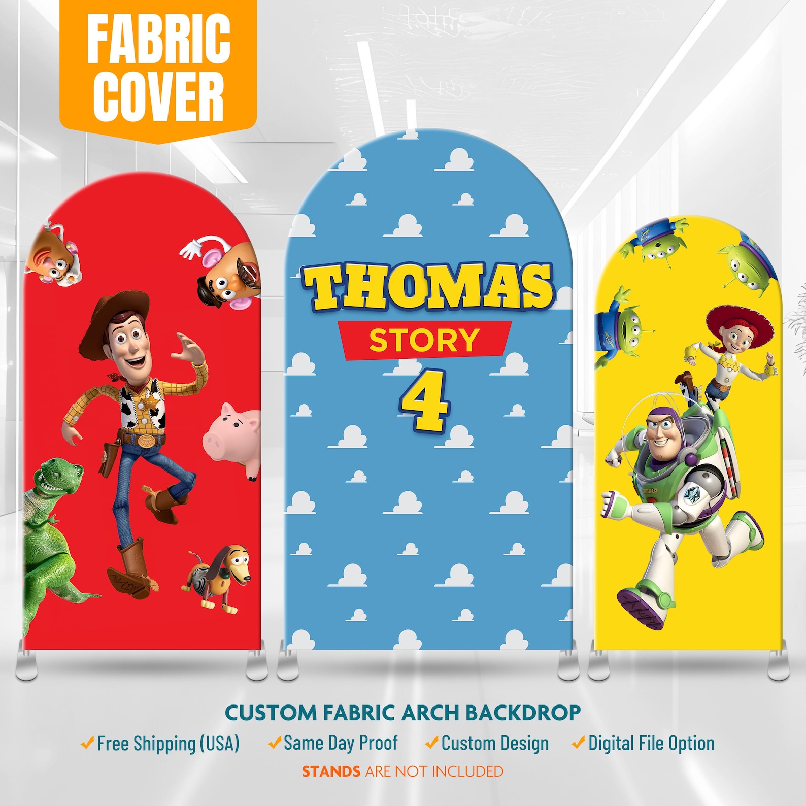 Custom Design Fabric Arch Cover Backdrop, Kids Birthday Decoration ...