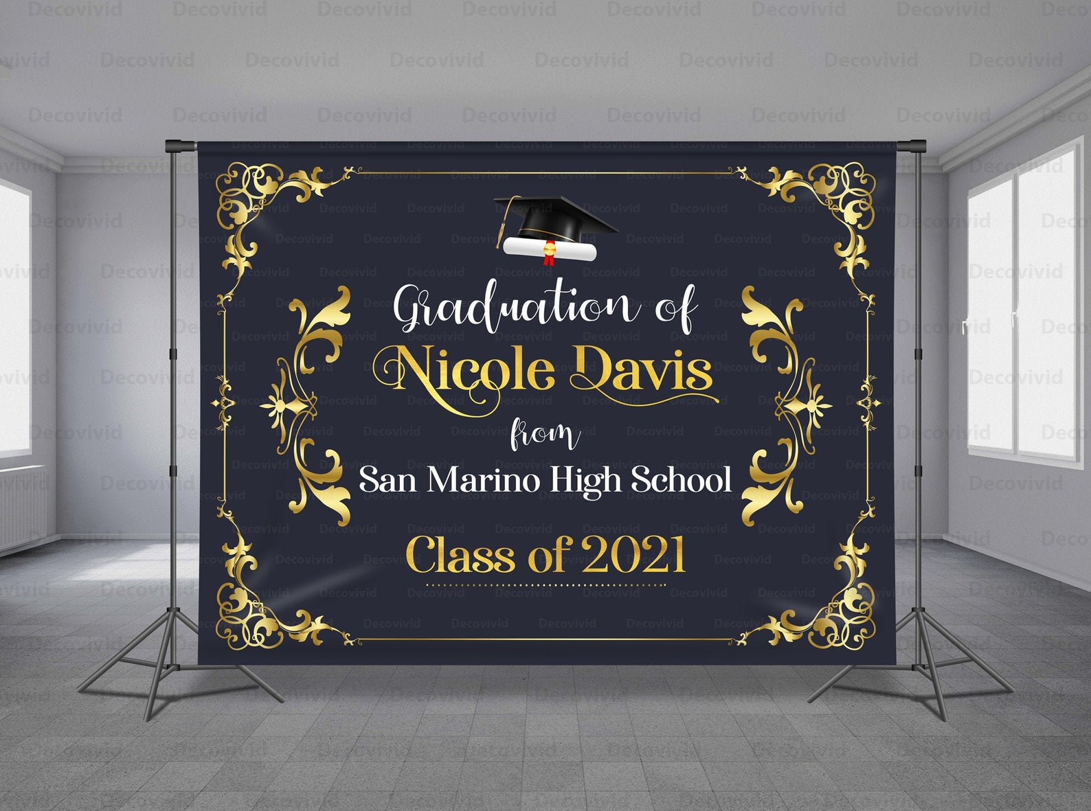 Graduation Diploma Backdrop Gold Decoration Frame Custom - Etsy