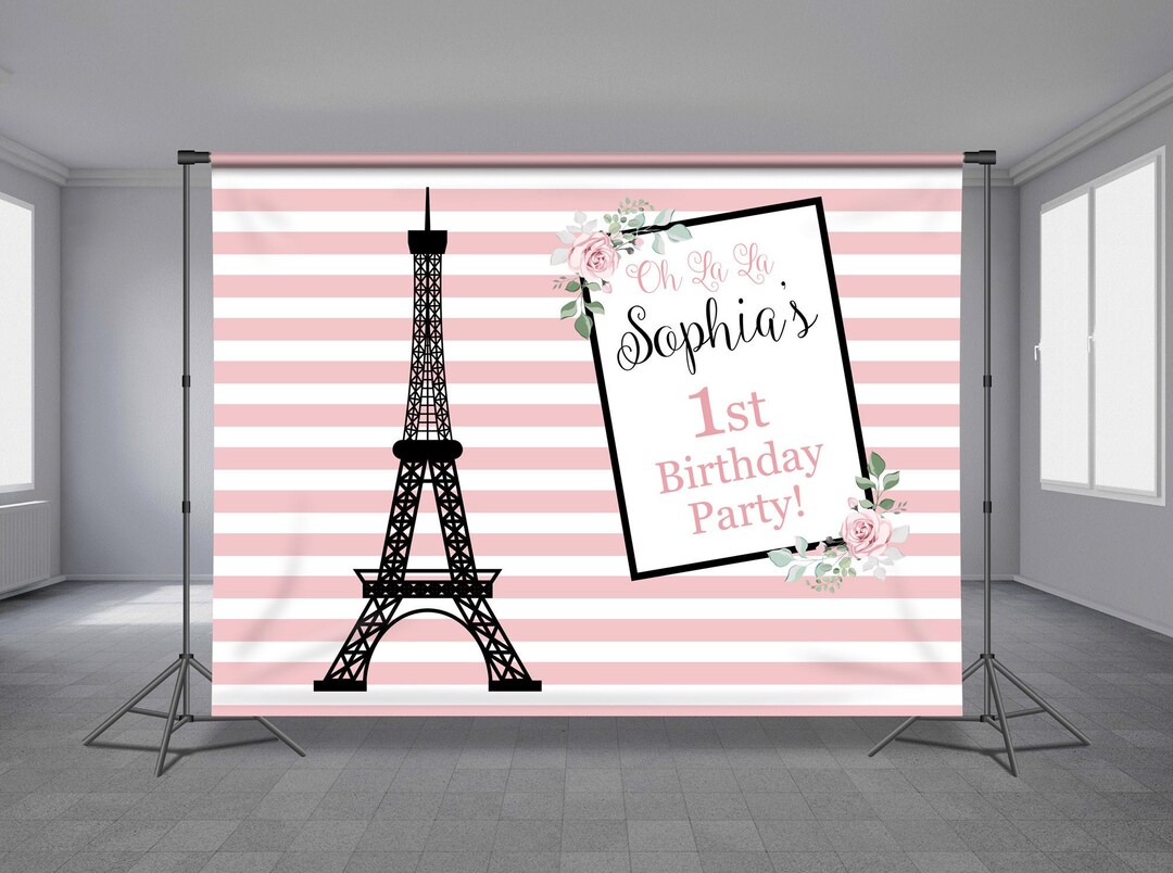 Paris Birthday Backdrop, Eiffel Tower, Elegant Theme, Bridal Shower ...