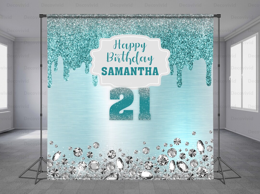 Turquoise Birthday Backdrop, All Ages Birthday, Step and Repeat ...