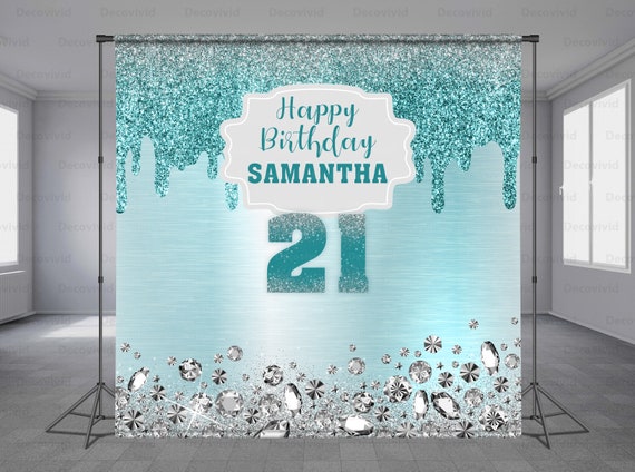 Turquoise Birthday Backdrop All Ages Birthday Step and | Etsy