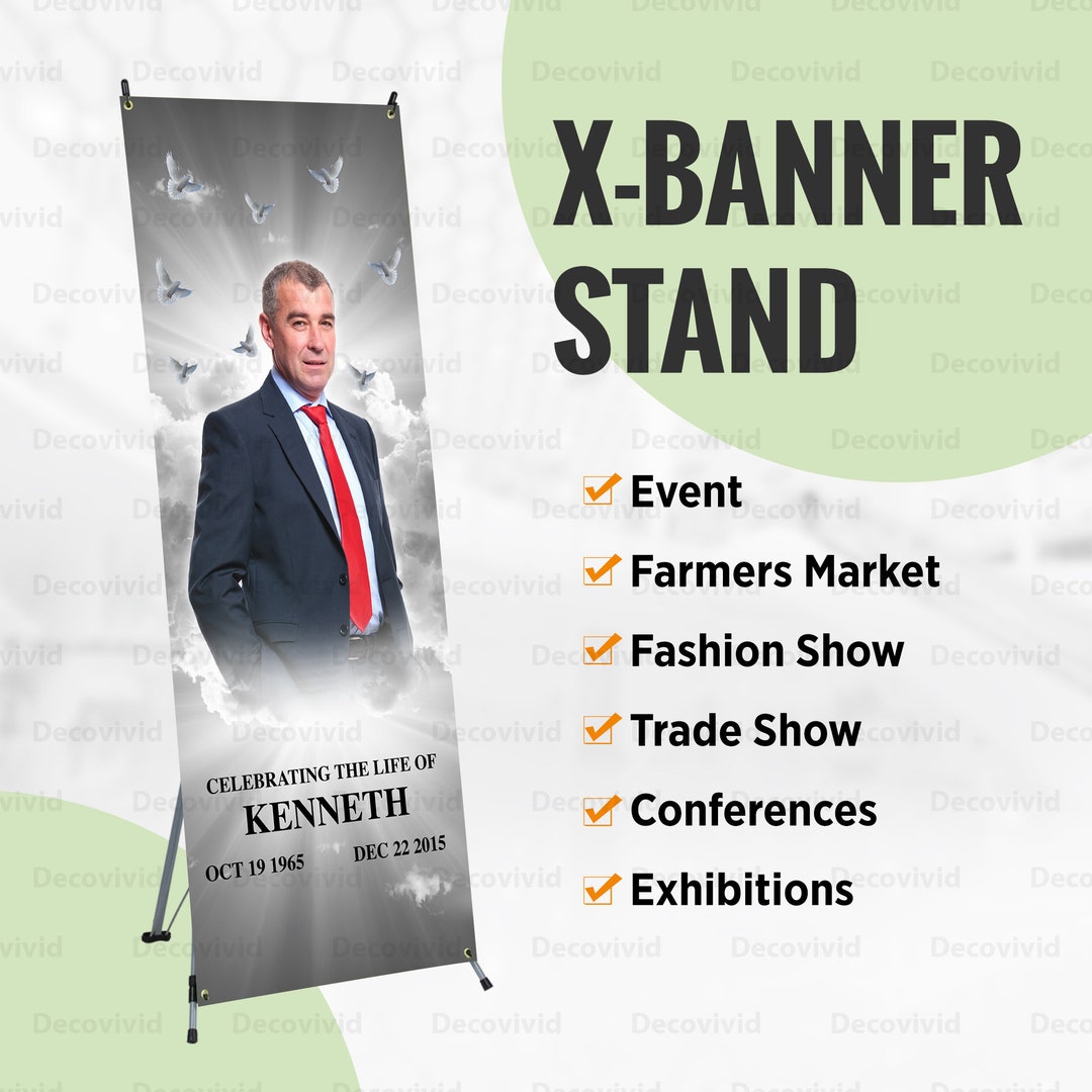 X Stand Banner and Stand, Memorial Sign, X Banner Stand, Funeral ...