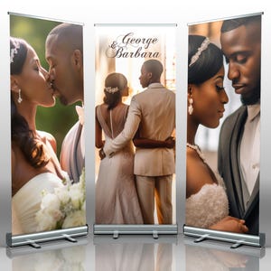 3 Sets Wedding Retractable Banner and Stand, Couples Sign, Engagement ...