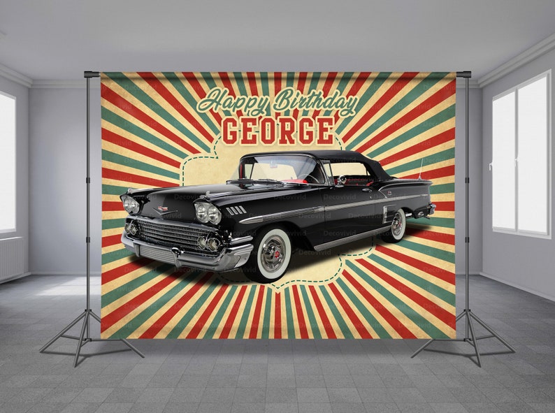 Classic Car Birthday Backdrop Old Car Custom Theme Photo | Etsy