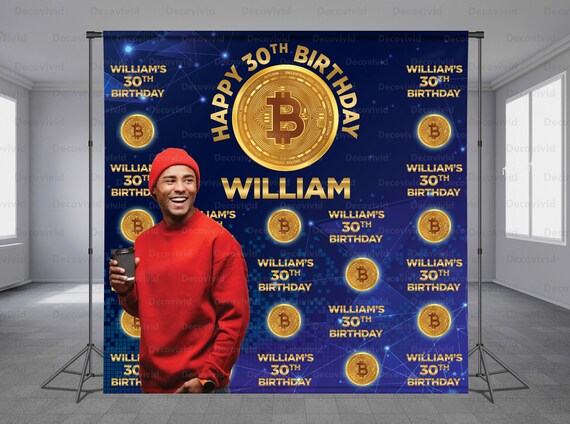 Bitcoin Birthday Backdrop Banner Blue Background Photo Step | Etsy