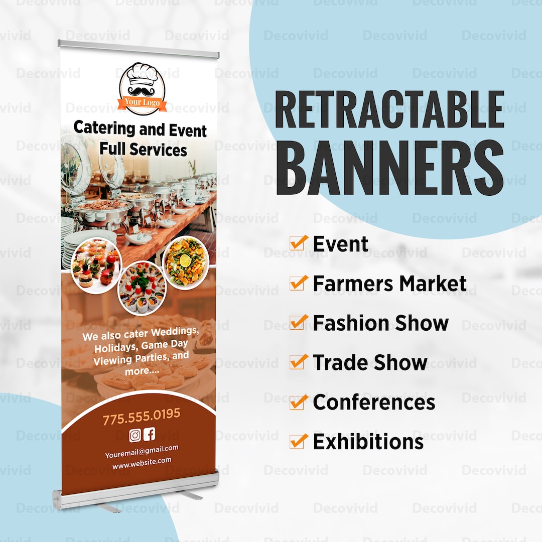 Catering and Restaurant Retractable Banner and Stand, Food Shop Banner ...