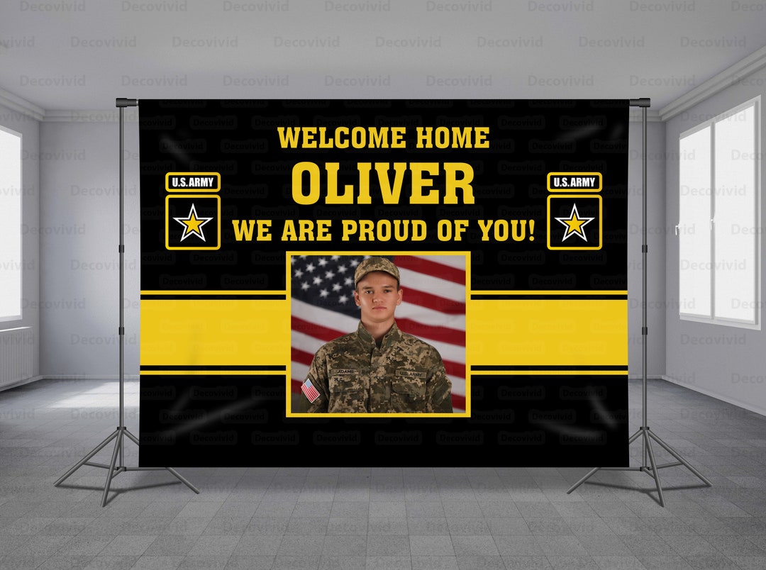 Welcome Home Backdrop, US Army, United States Military, Add Your Photo ...