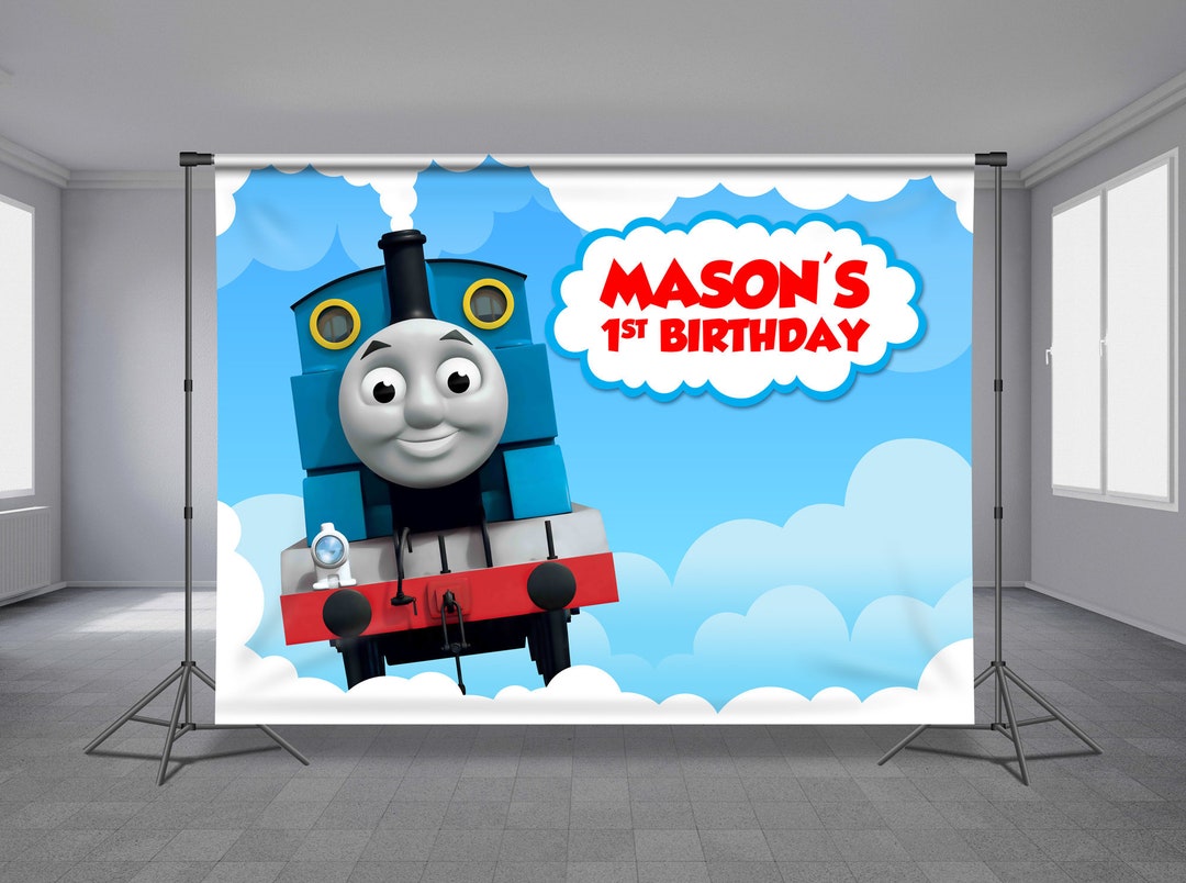 Kids Train Birthday Backdrop, Personalized Banner, Train Party Theme ...