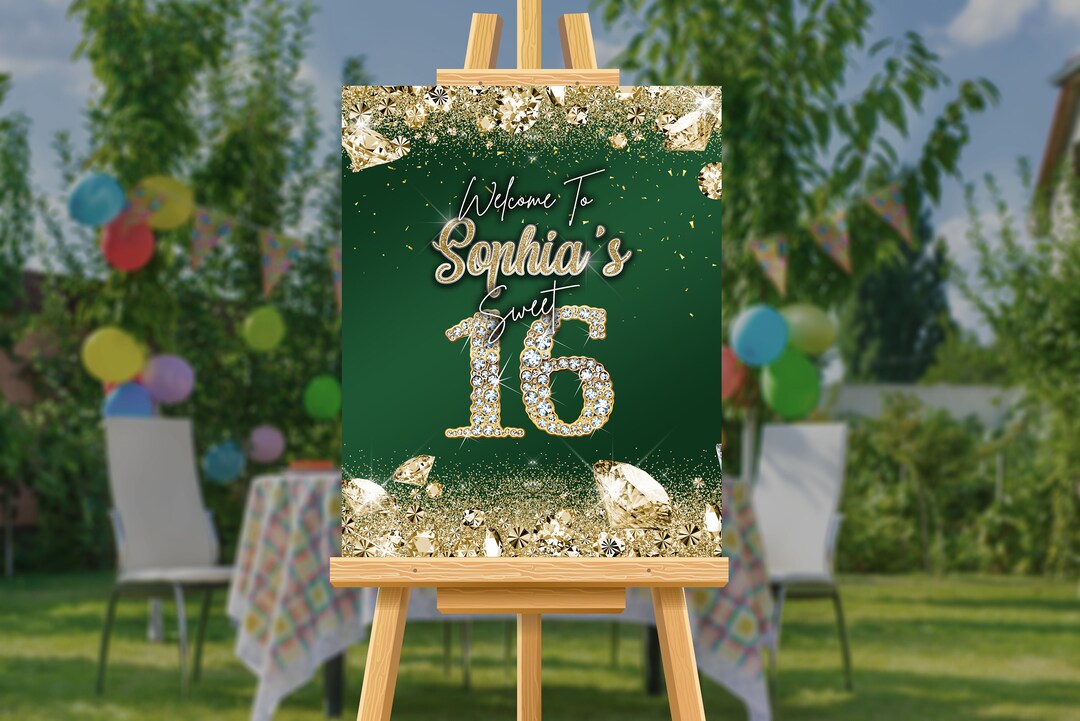 Emerald Green Birthday Welcome Sign, Message Board, Personalized ...